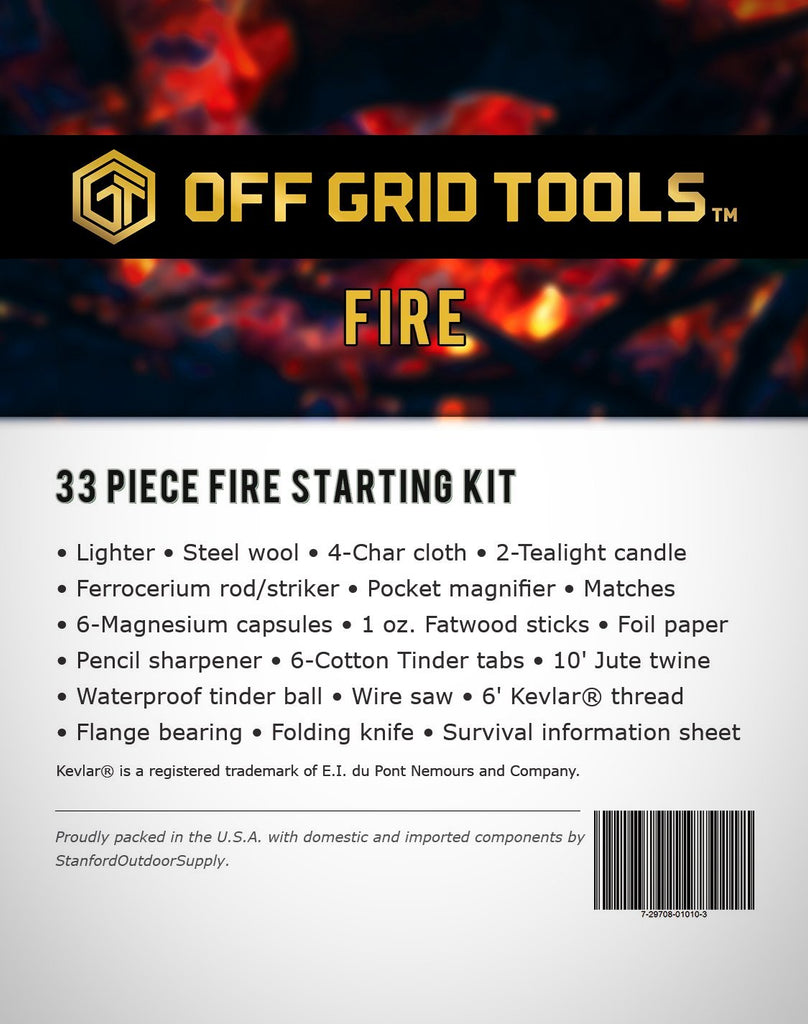 OGT Fire - 33 Piece Fire Starting Kit – Off Grid Tools