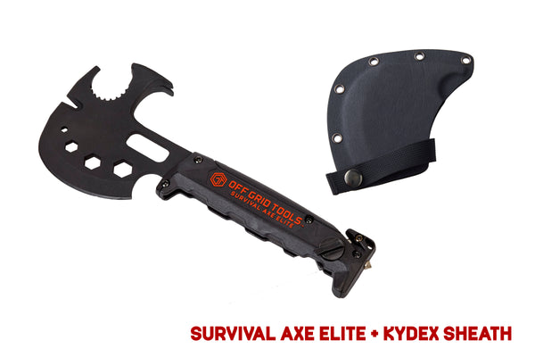 Red/Black Survival Axe Elite + Kydex Sheath - Pro – Off Grid Tools