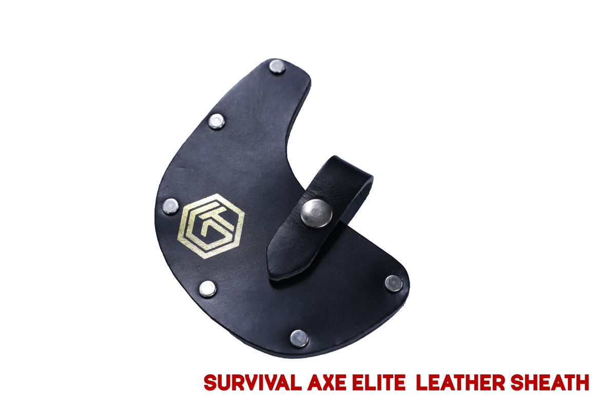 Black/Red Survival Axe Elite + Leather Sheath – Off Grid Tools