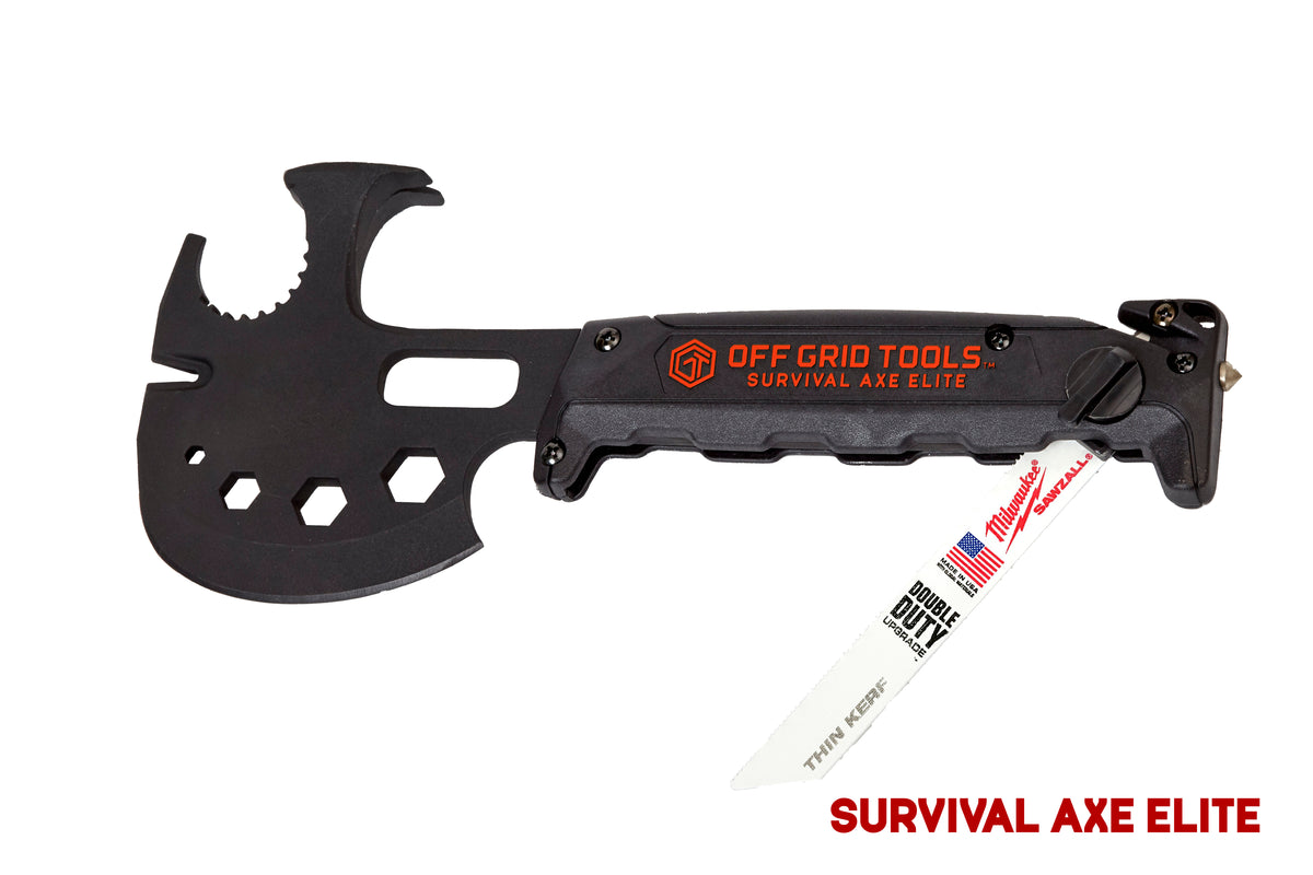 Red/Black Survival Axe Elite + Kydex Sheath - Pro – Off Grid Tools