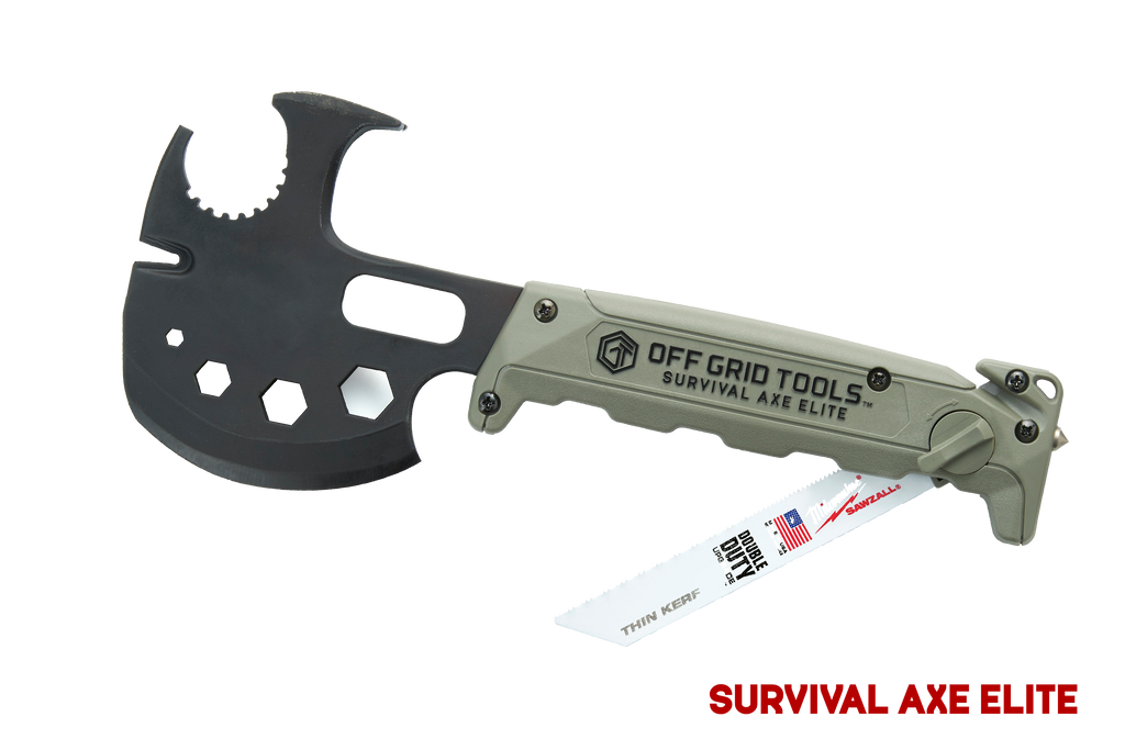 SURVIVAL AXE ELITE (GREEN/BLACK) + NYLON SHEATH - Pro – Off Grid Tools
